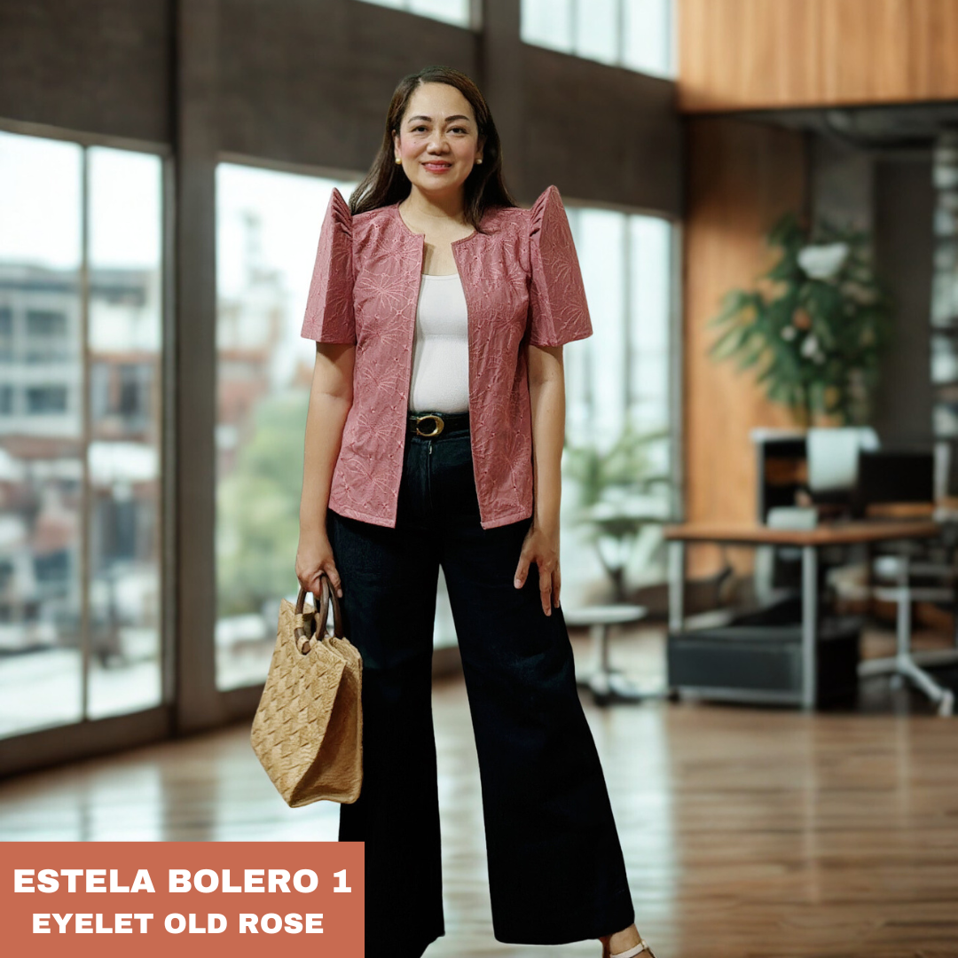 ESTELA FILIPINIANA BOLERO 0001 - EYELET OLD ROSE – CHENICA Fashion