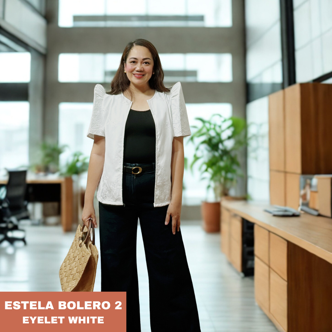 ESTELA FILIPINIANA BOLERO 0002 - EYELET WHITE – CHENICA Fashion